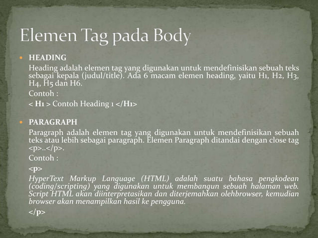 Presentasi konsep dasar html | PPTX