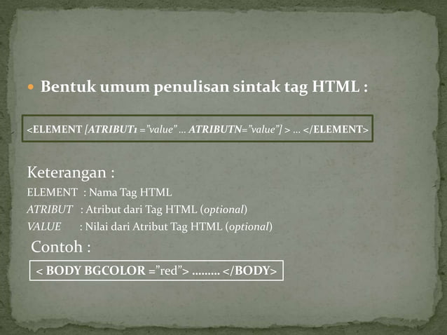 Presentasi konsep dasar html | PPTX