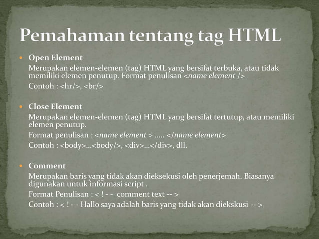 Presentasi konsep dasar html | PPTX