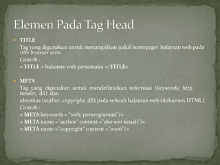Presentasi konsep dasar html | PPTX