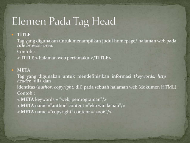 Presentasi konsep dasar html | PPTX