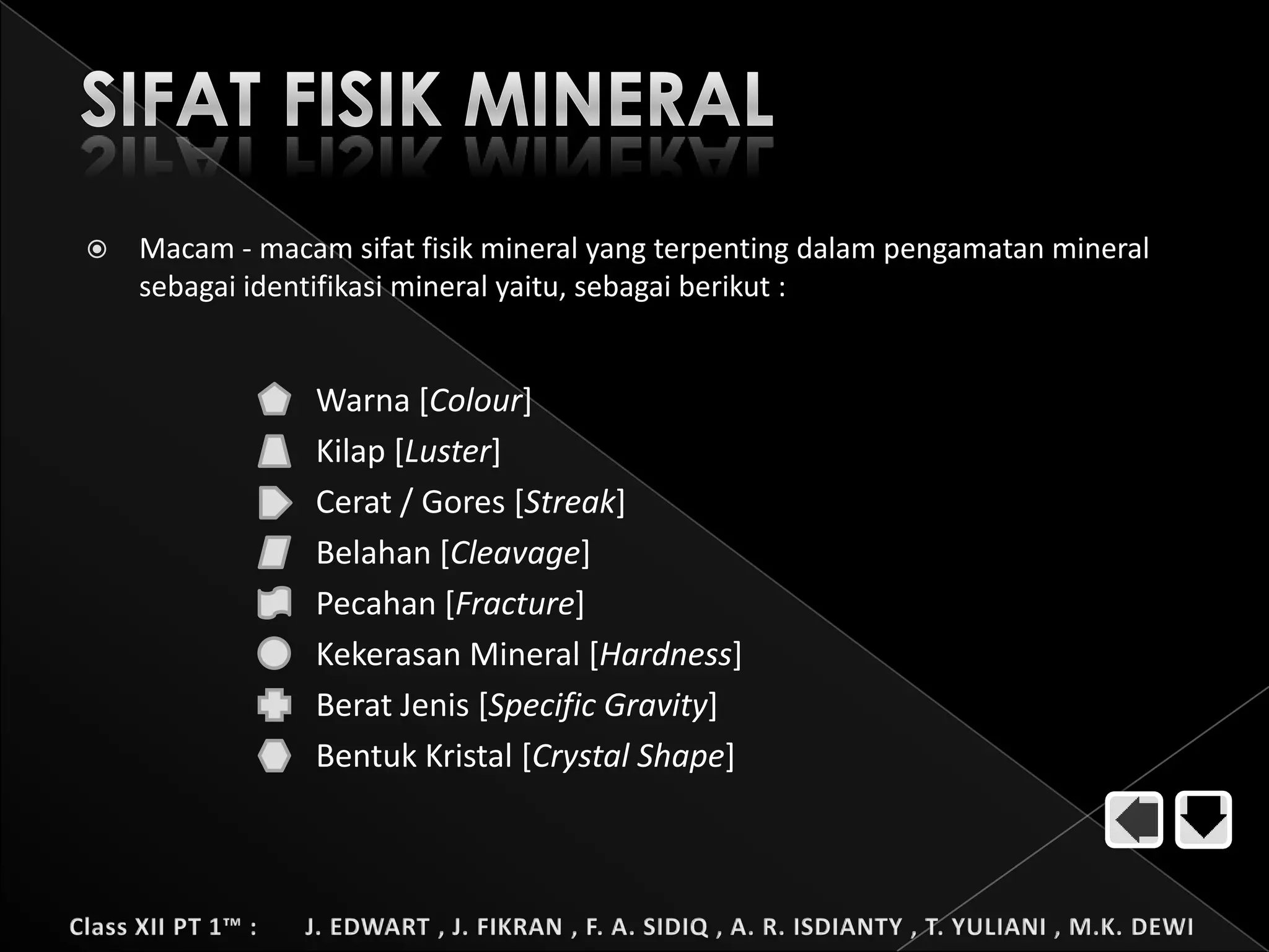 Presentasi Kristal Mineral - Sifat Fisik Mineral - Johan Edwart | PPTX