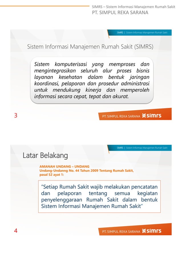 Kerjasama Operasional Implementasi SIMRS Terintegrasi | PDF