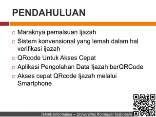 Presentasi laporan penelitian qr code | PPTX
