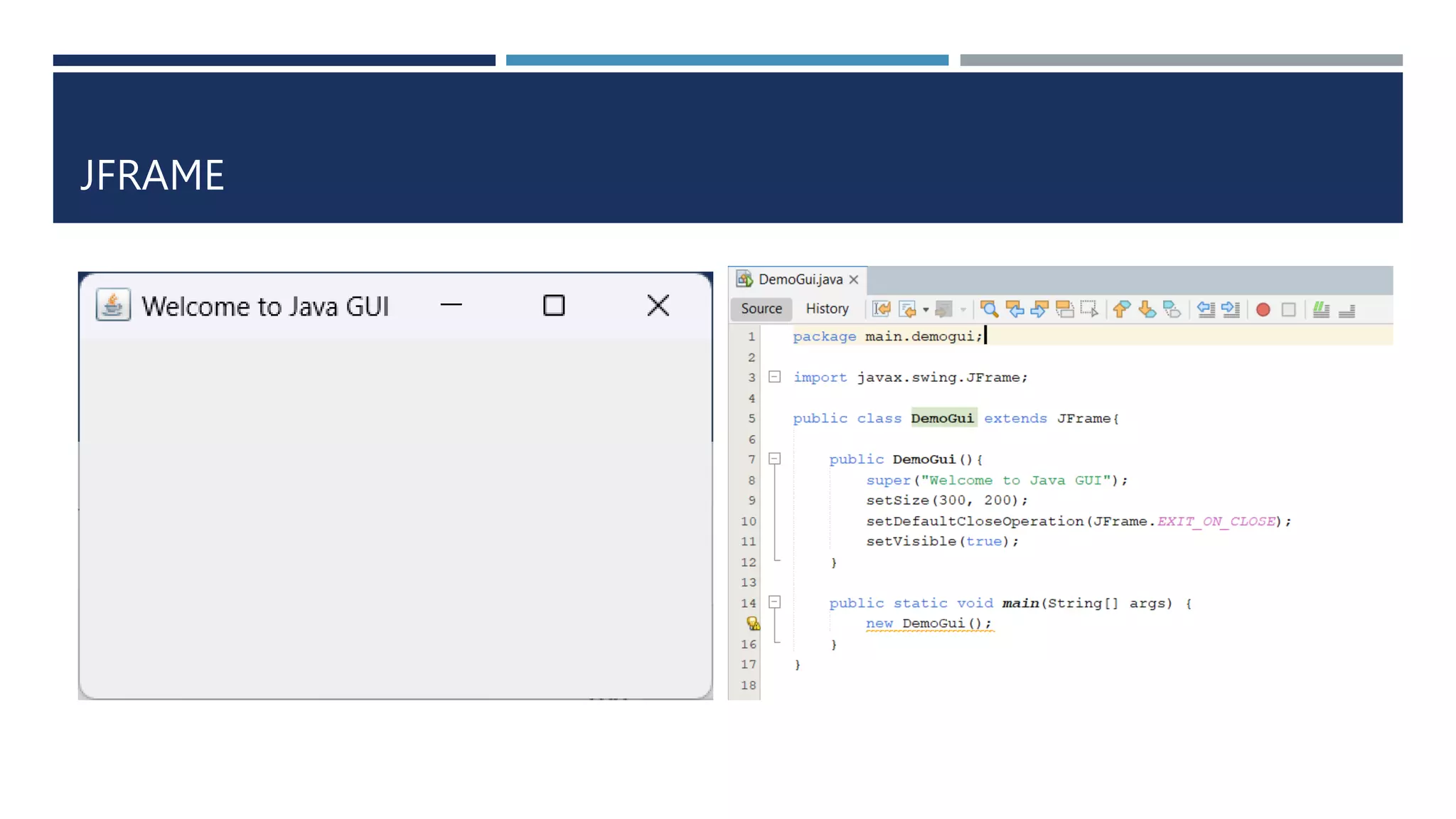 Presentasi latihan pemrograman Java GUI menggunakan SWING | PPTX