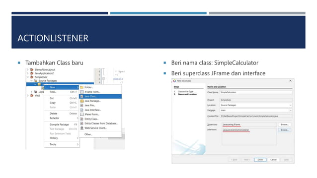 Presentasi latihan pemrograman Java GUI menggunakan SWING | PPTX