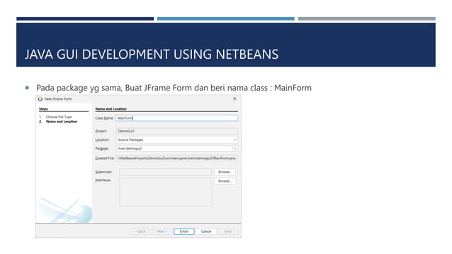 Presentasi latihan pemrograman Java GUI menggunakan SWING | PPTX