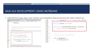 Presentasi latihan pemrograman Java GUI menggunakan SWING | PPTX