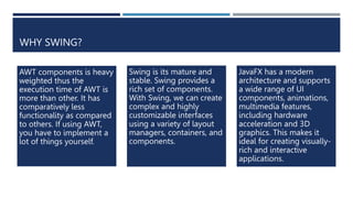 Presentasi latihan pemrograman Java GUI menggunakan SWING | PPTX