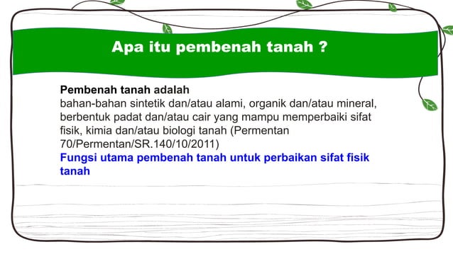 Peranan Pupuk Hayati Sebagai Pembenah Tanah Ramah Lingkungan | PPT