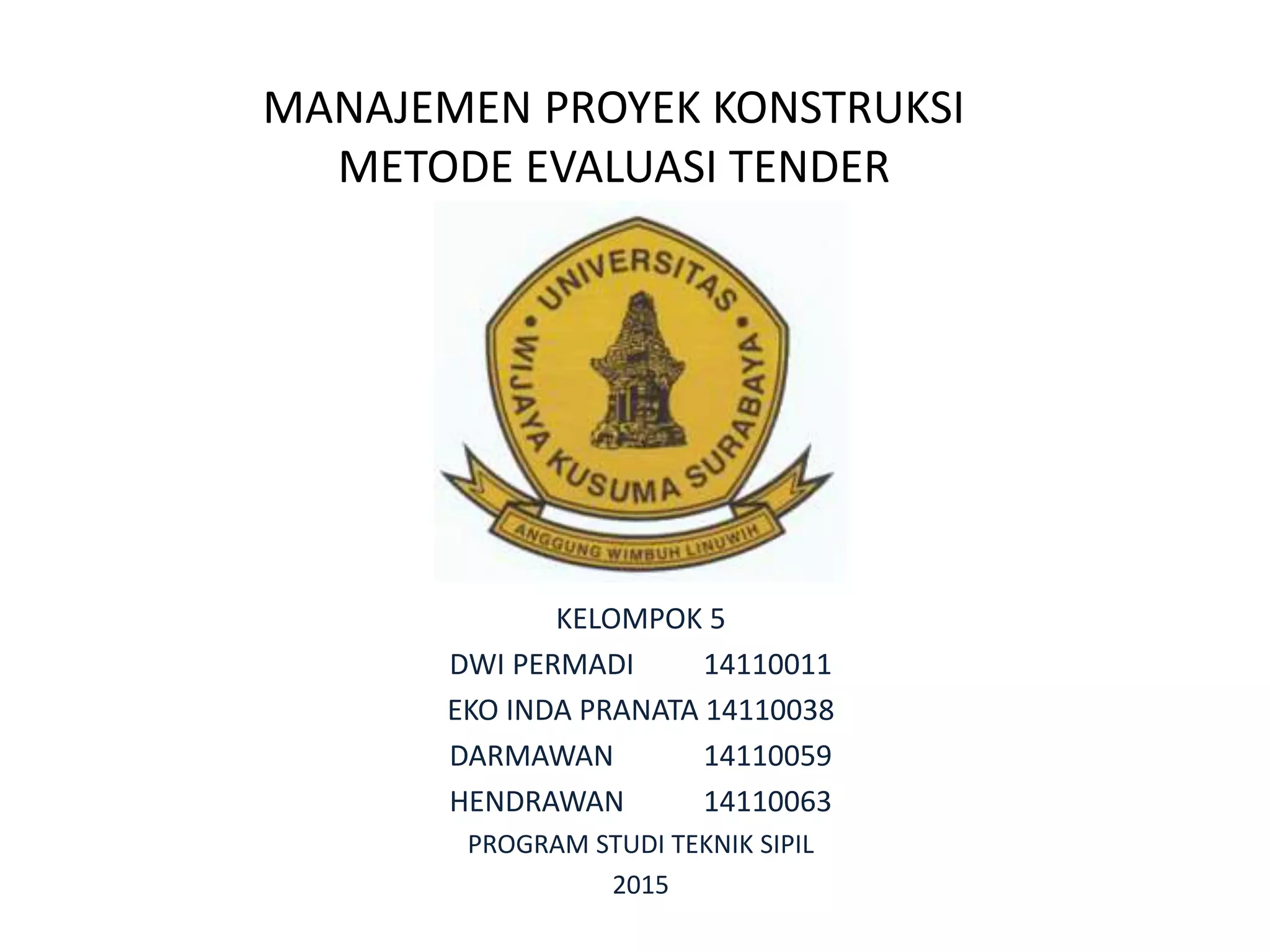 Presentasi manajemen proyek tentang evaluasi tender | PPTX