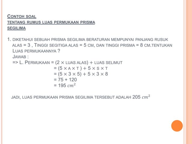Presentasi matematika prisma segilima | PPTX