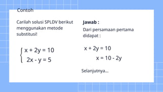 Presentasi Matematika Sistem Persamaan Linear Dua Variabel SPLDV dalam ...