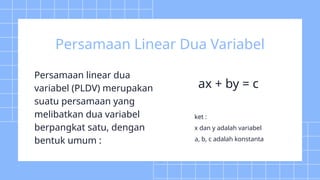 Presentasi Matematika Sistem Persamaan Linear Dua Variabel SPLDV dalam ...