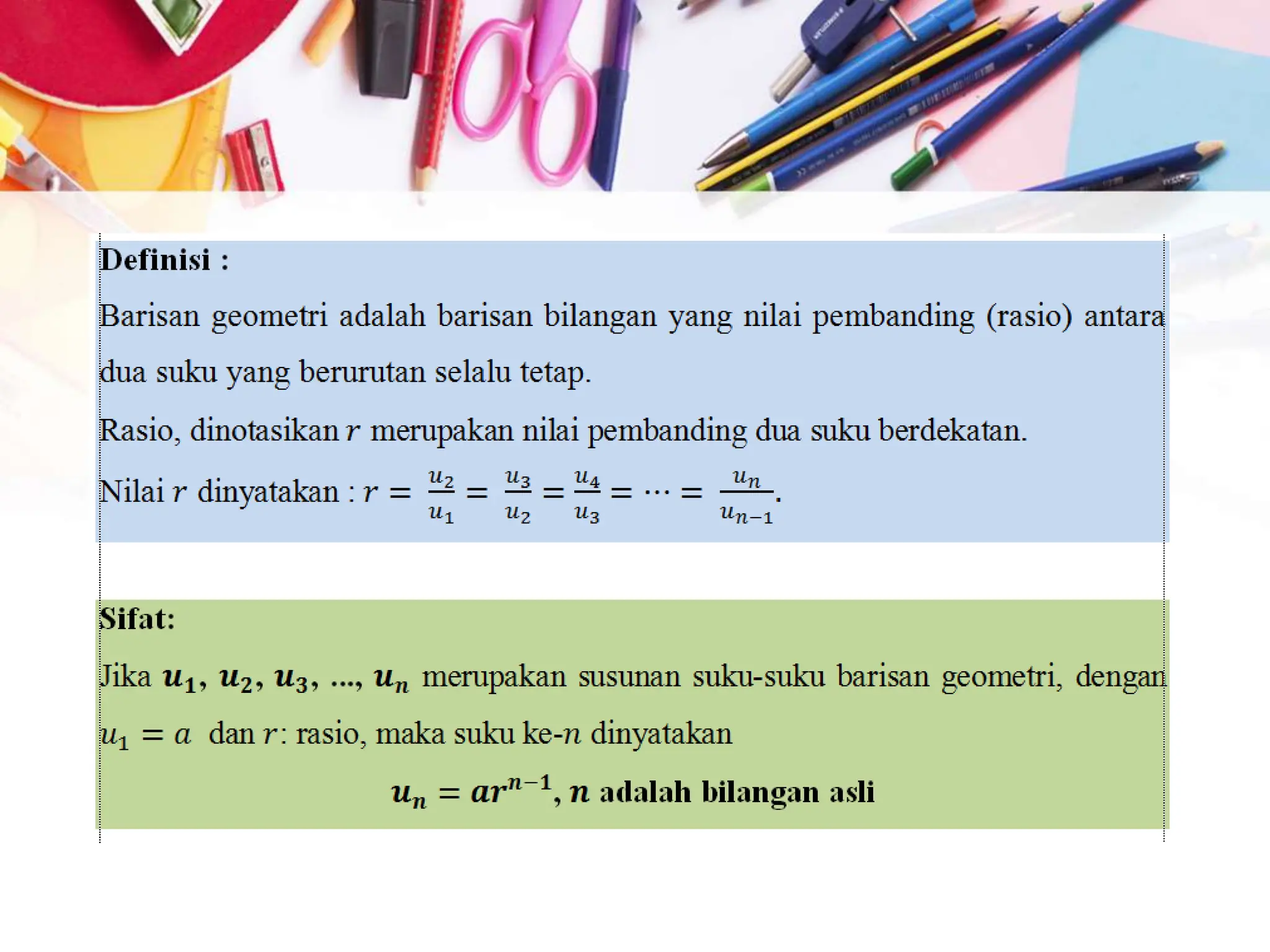 Materi Barisan dan Deret Geometri SMA ppt | PPT