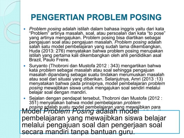 Presentasi model pembelajaran problem posing | PPT