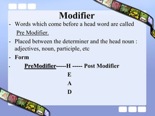 noun phrase modifier | PPT