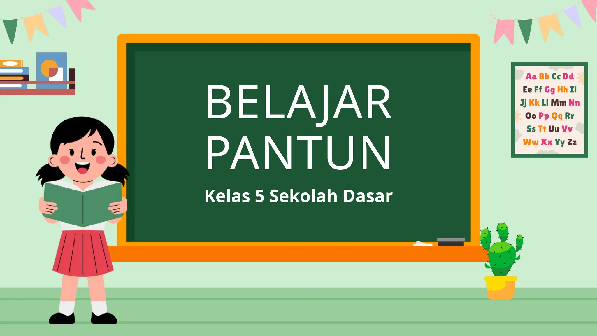 Presentasi Pendidikan Bahasa Indonesia Belajar Pantun Hijau Ilustrasi ...