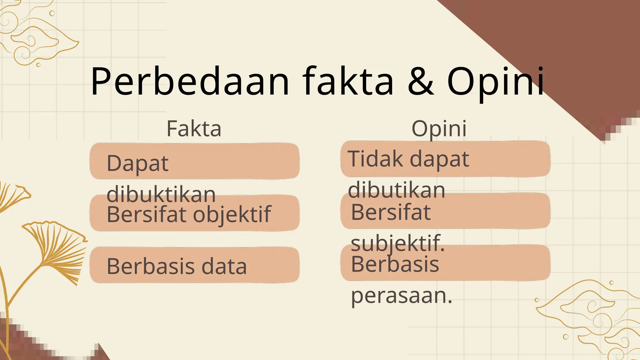 Presentasi Pendidikan Fakta dan Opini Berwarna Batik Illustrasi.pptx