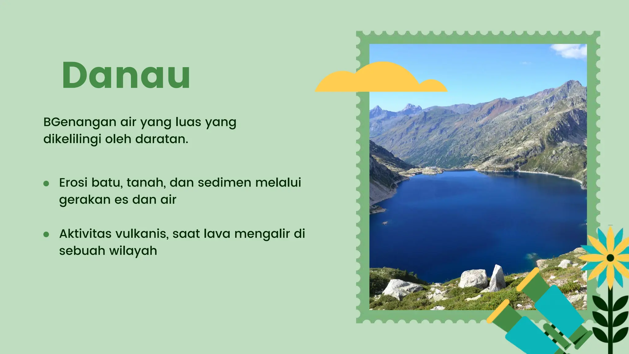 Presentasi Pendidikan Hijau, Biru dan Kuning Datar Grafis Bentang Alam ...