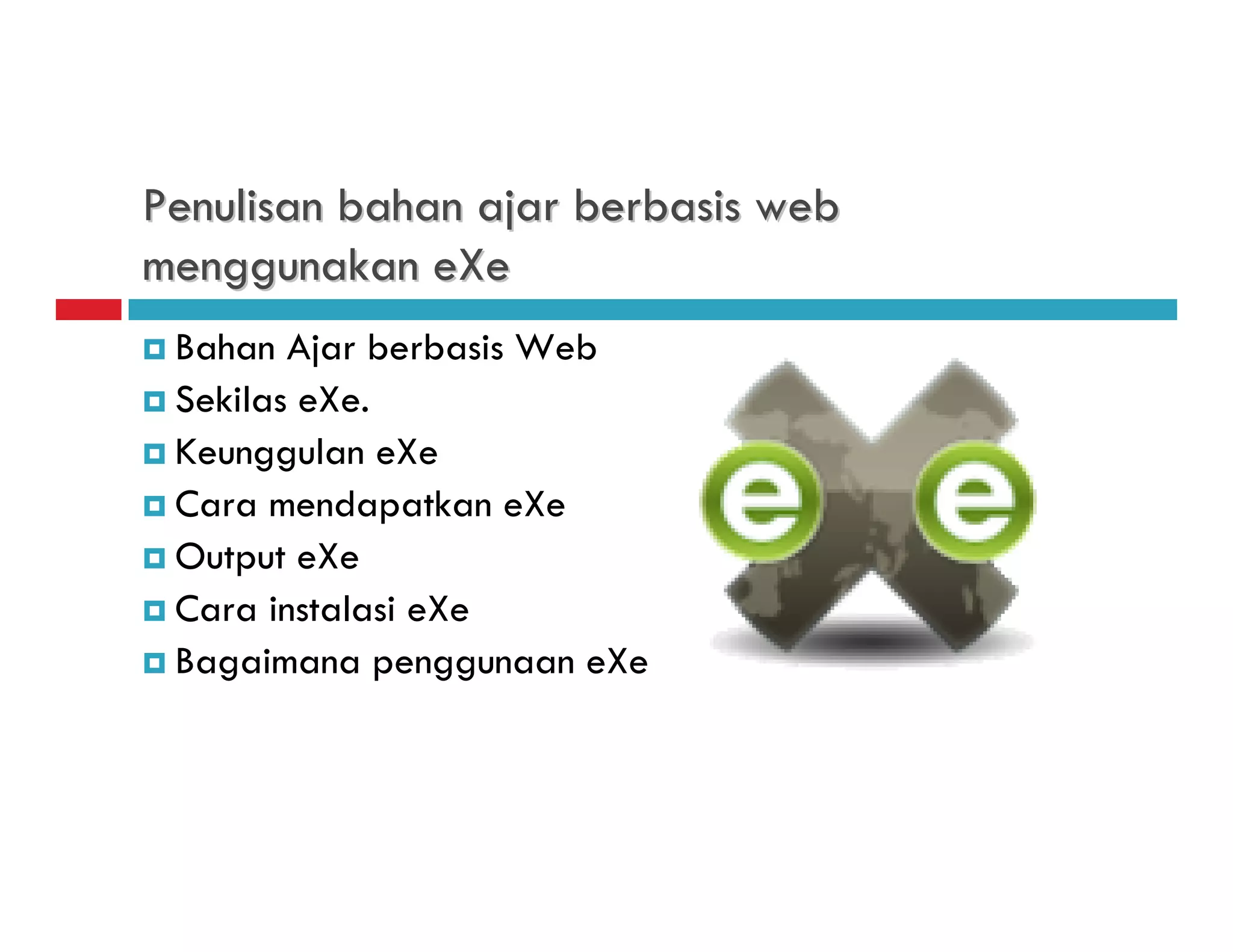 Presentasi penulisan bahan ajar berbasis web menggunakan exelearning | PDF