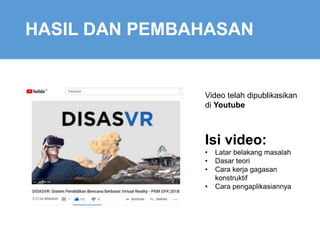 Presentasi PIMNAS PKM GFK (Gagasan Futuristik): DISASVR 2019 | PPTX