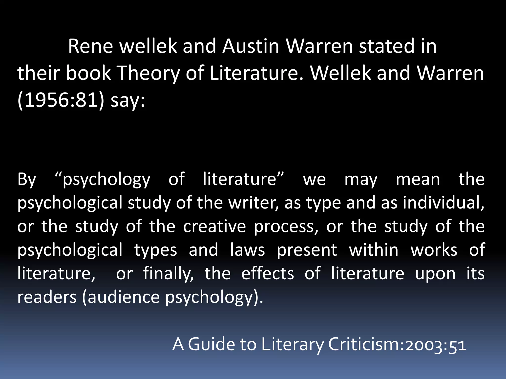 psychology of literature | PPTX