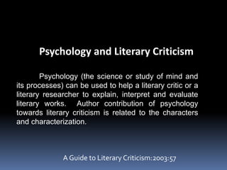 psychology of literature | PPTX