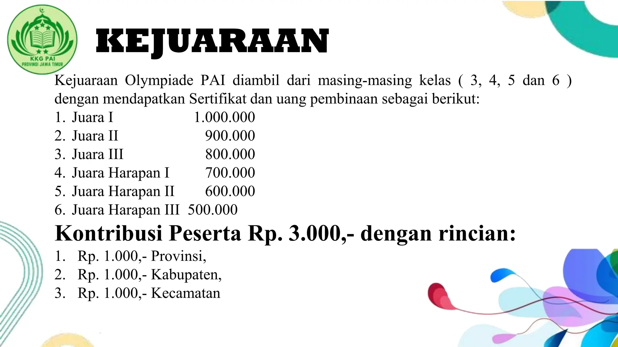 PRESENTASI PROKER KKG PAI JATIM OSN DAN LOMBA | PPT