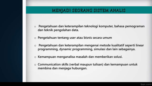 Presentasi Provesi ( Analis Sistem ) | PPT