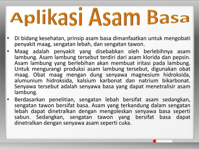 Reaksi, Aplikasi, dan Titrasi Asam Basa (Kimia Kelas XI) | PPTX