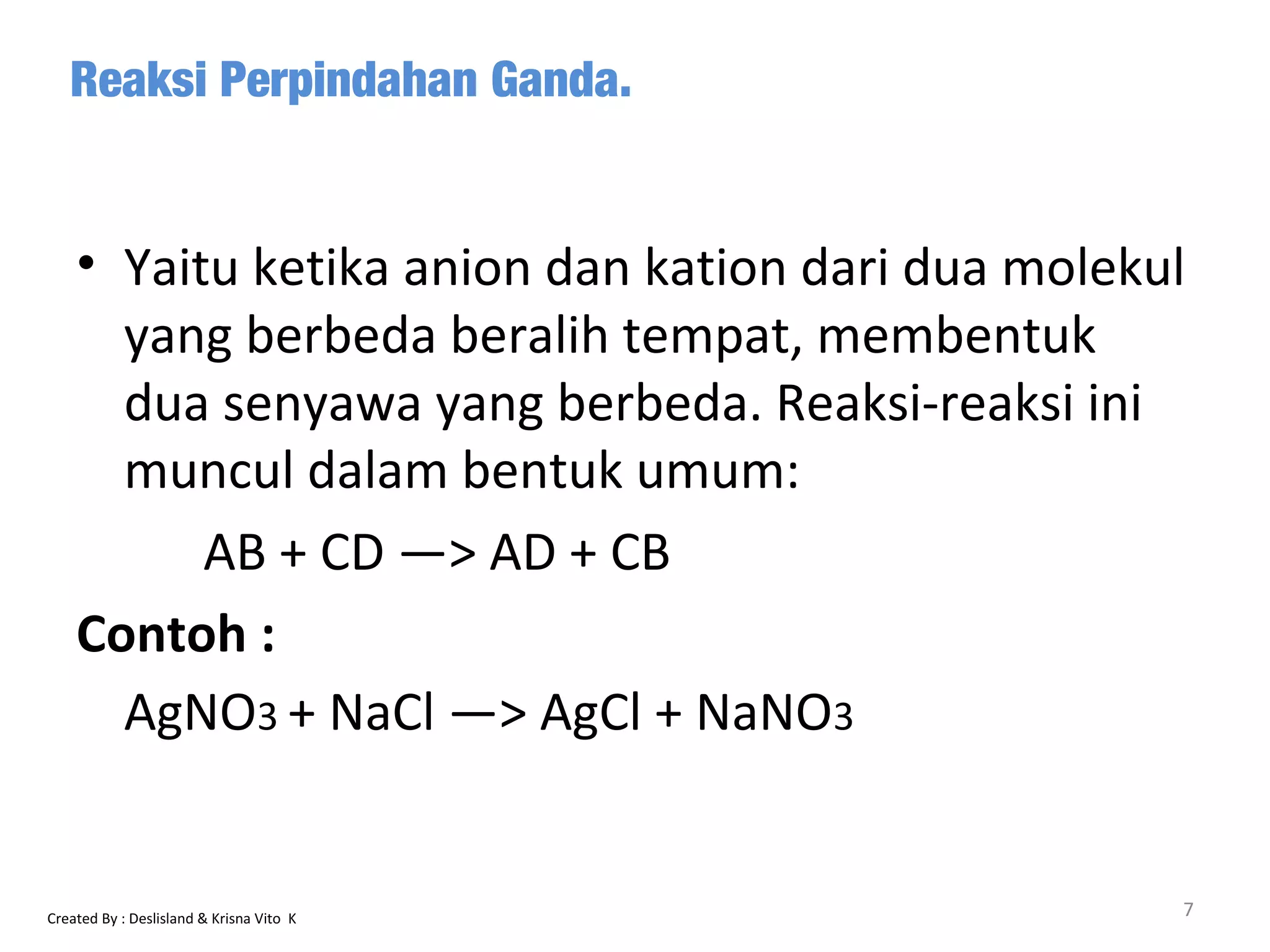 Reaksi reaksi kimia | PPT