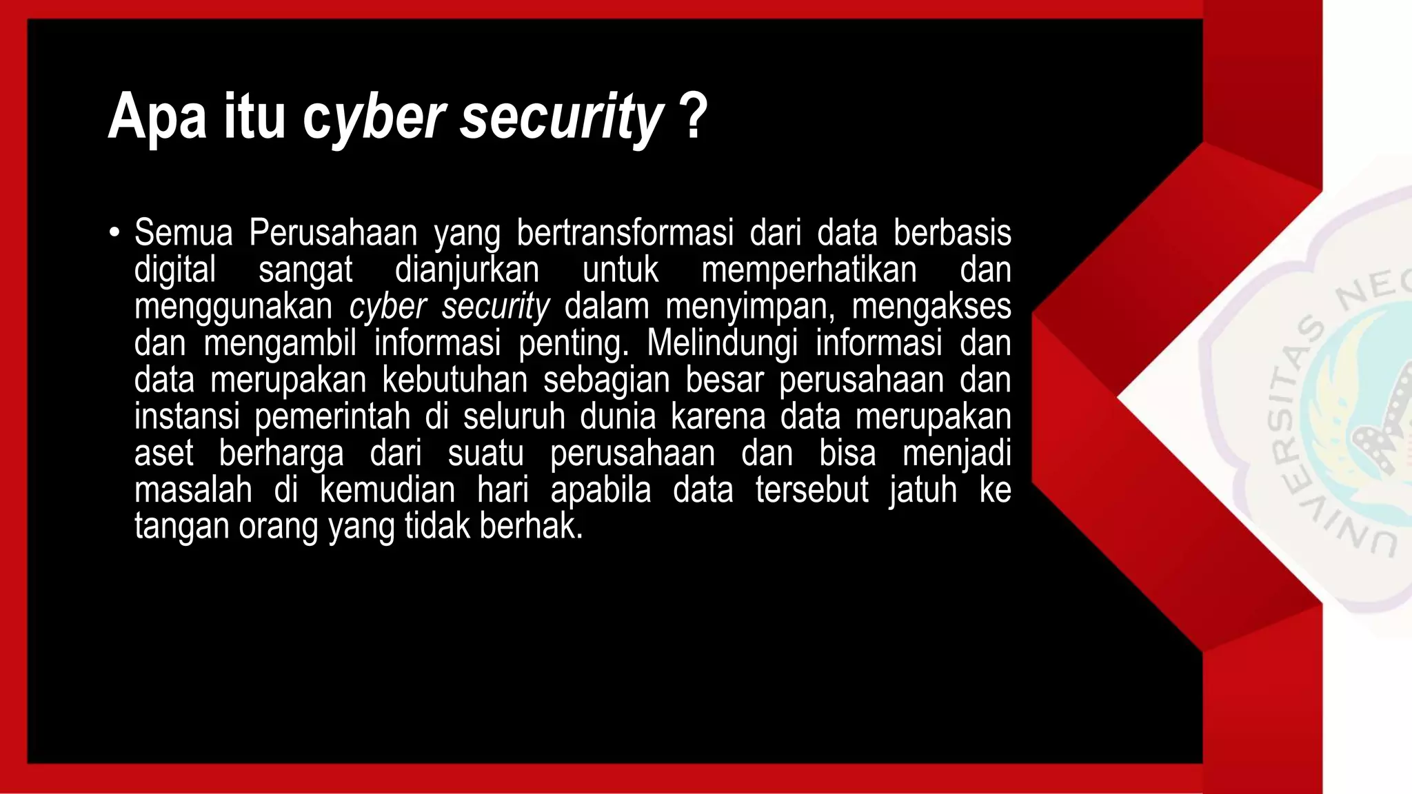PRESENTASI CYBERSECURITY REKTOR | PPTX