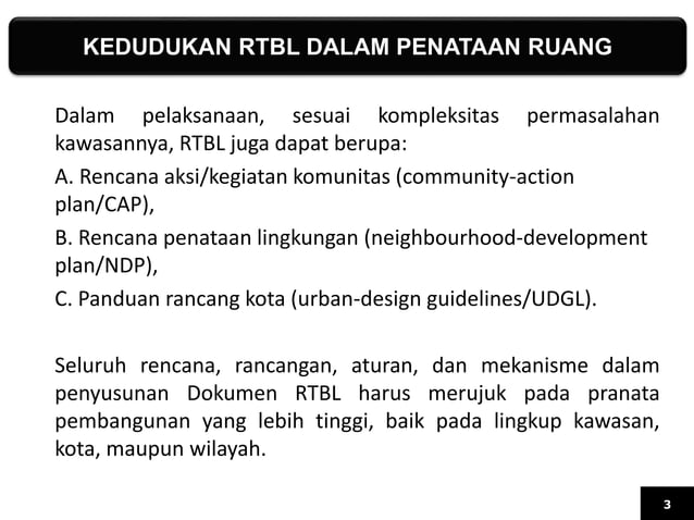 Presentasi RTBL dalam rangka penanganan kumuh permukiman | PPTX