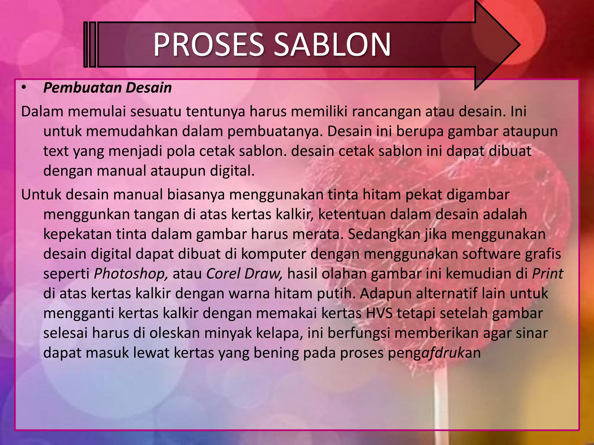 Presentasi sablon, sejarah sablon jenis sablon | PPTX