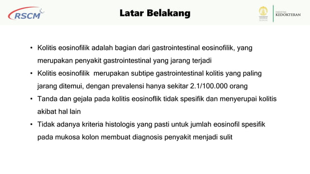 Sari Pustaka Diagnosis dan tatalaksana kolitis eosinofilik | PPT