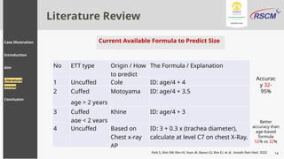 literature review the accuracy of ett size estimation with children ...