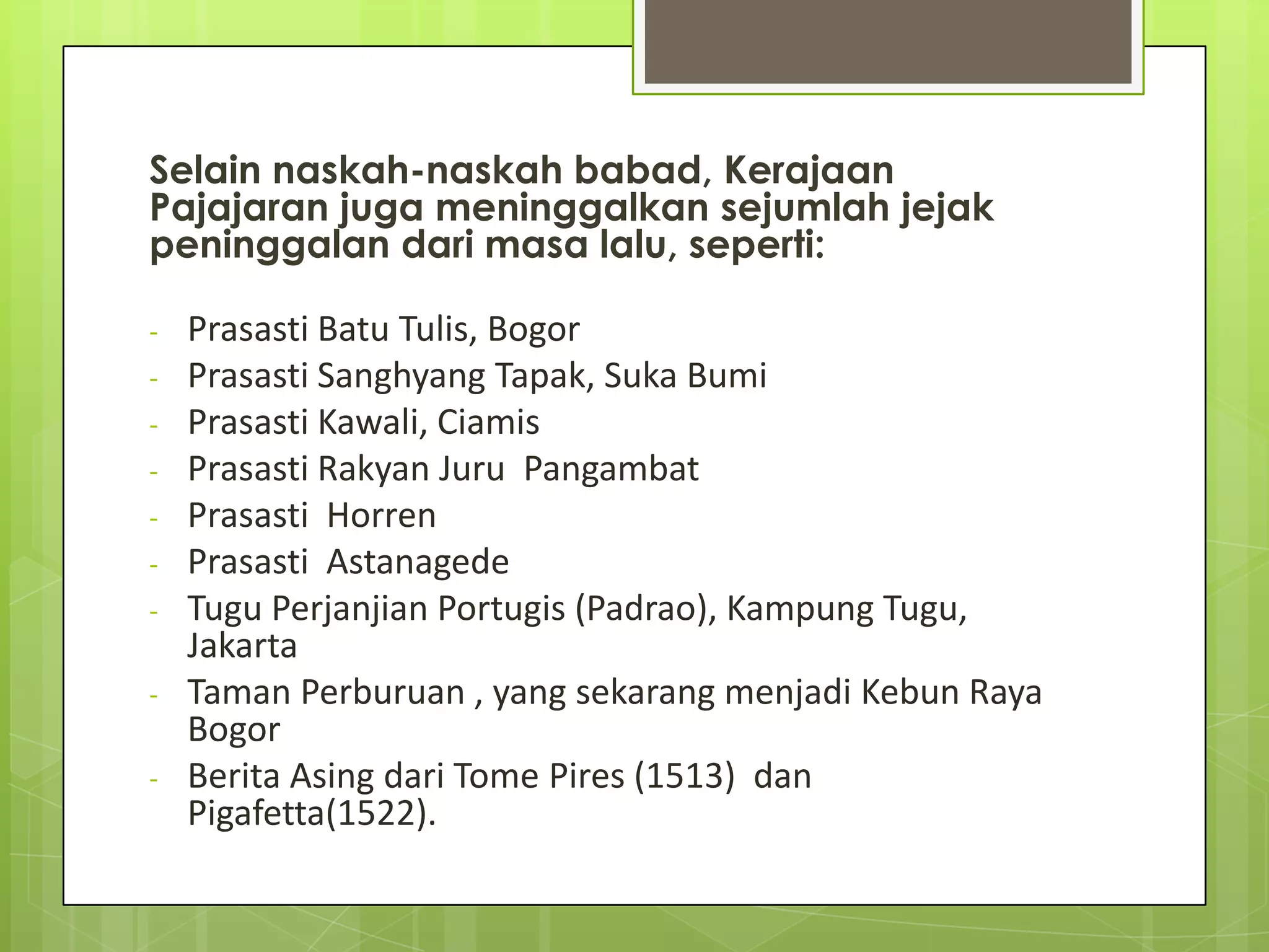 sejarah kerajaan pajajaran | PPTX
