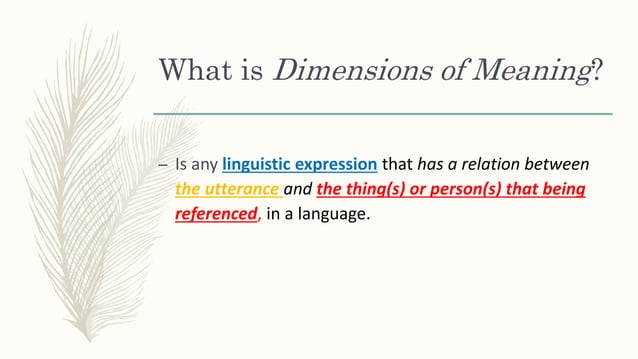 Semantics - Dimensions of Meaning | PPTX