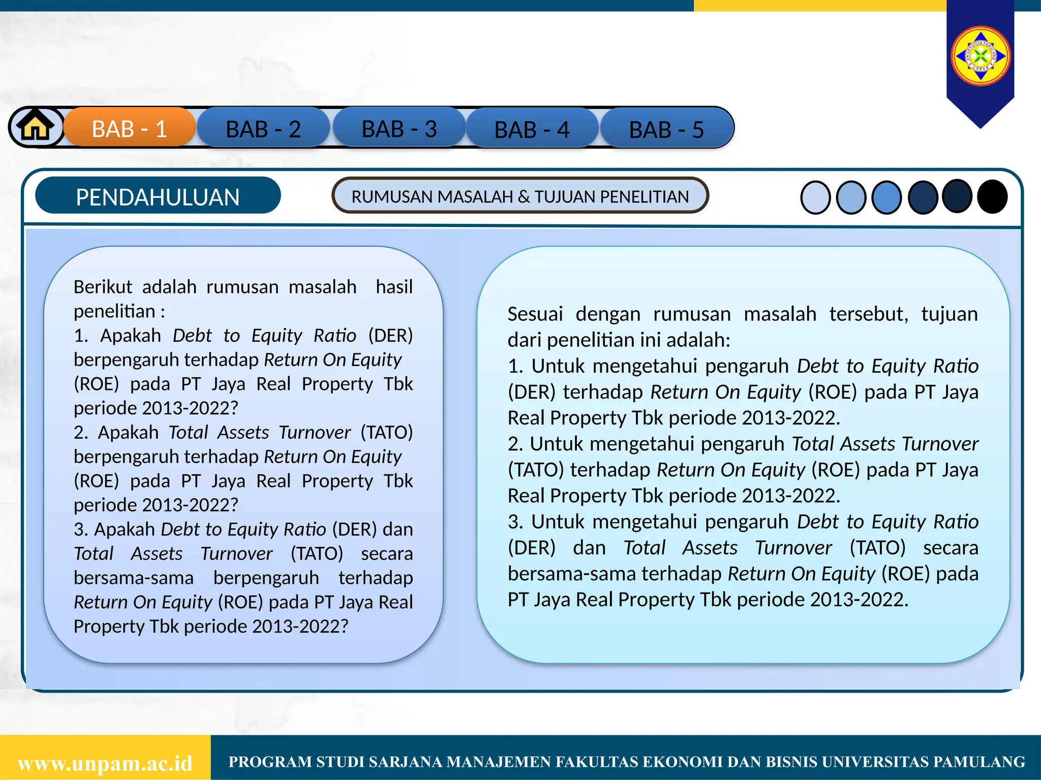Presentasi Sidang Skripsi Variabel Debt to Equity Ratio (DER) DAN ...