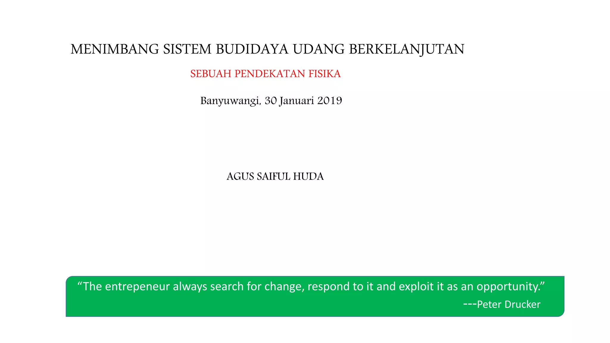 Menimbang SIstem Budidaya Udang Berkelanjutan | PPT