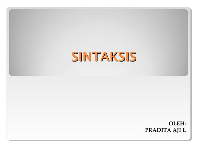 sintaksis | PPT