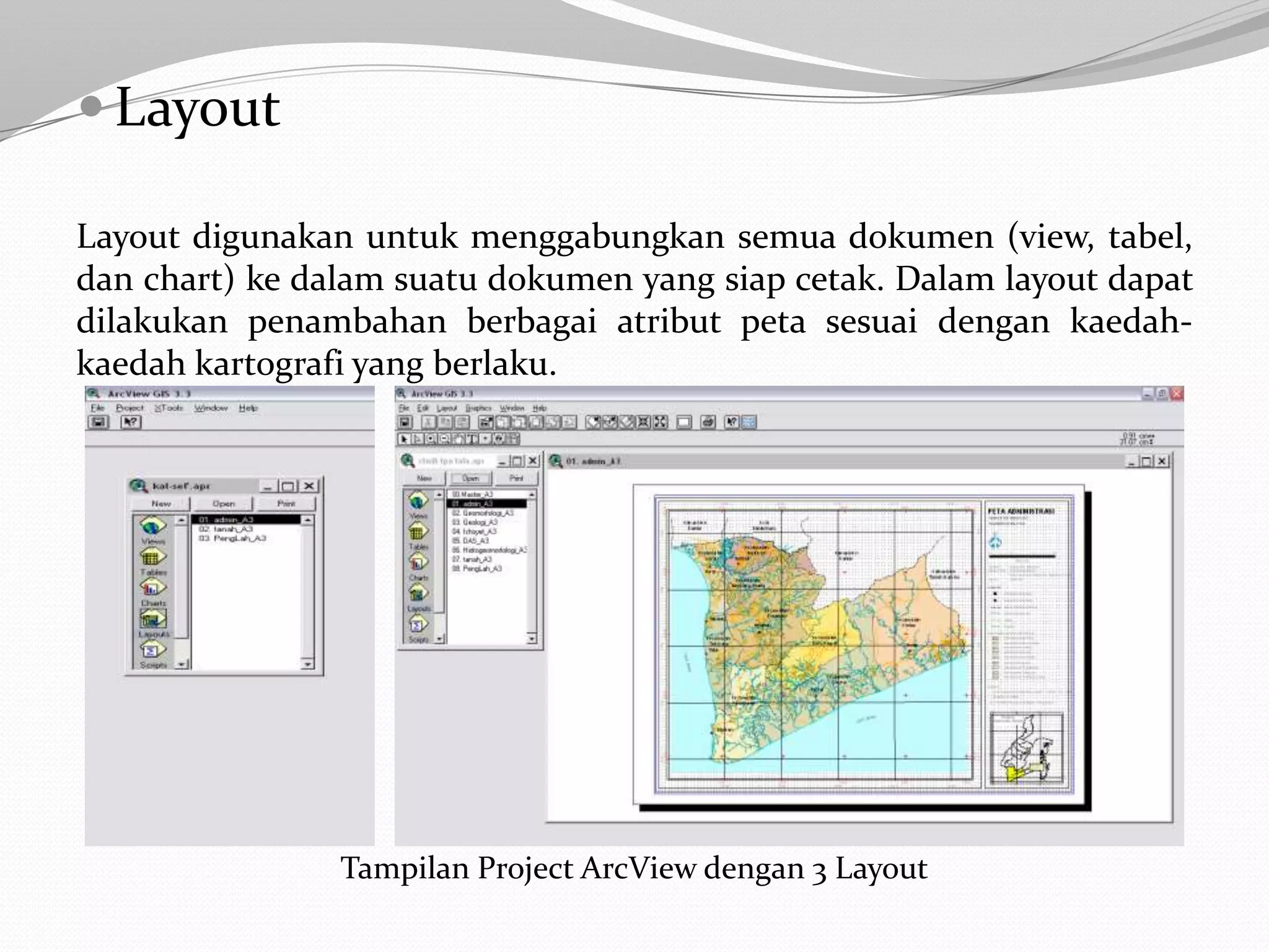 Presentasi (sistem pengolahan data spasial dengan arc view) | PPTX