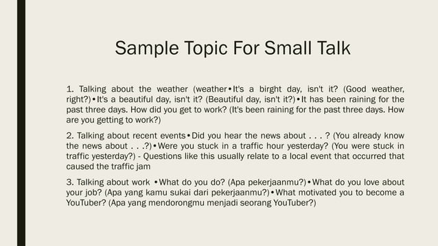 Presentasi small talk.pptx english conversation | PPT