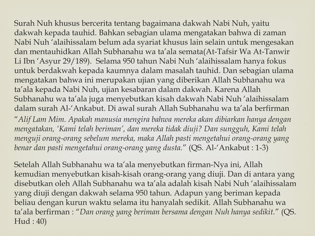 Presentasi KAJIAN SURAH NUH DAN TAFSIRNYA | PPTX