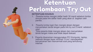 Presentasi technical meeting lomba try out | PPTX