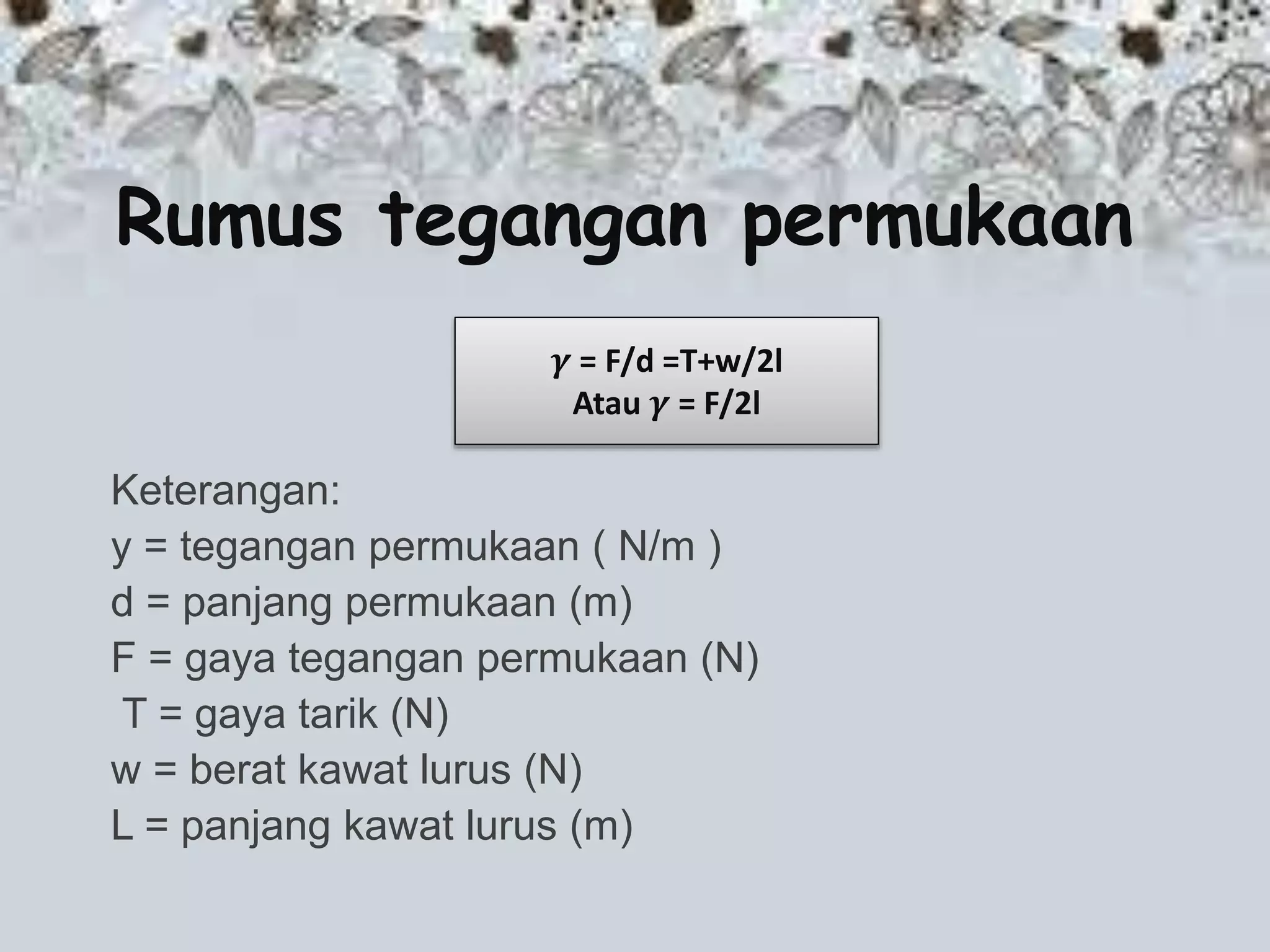 Presentasi teganggan permukaan (fisika) | PPTX