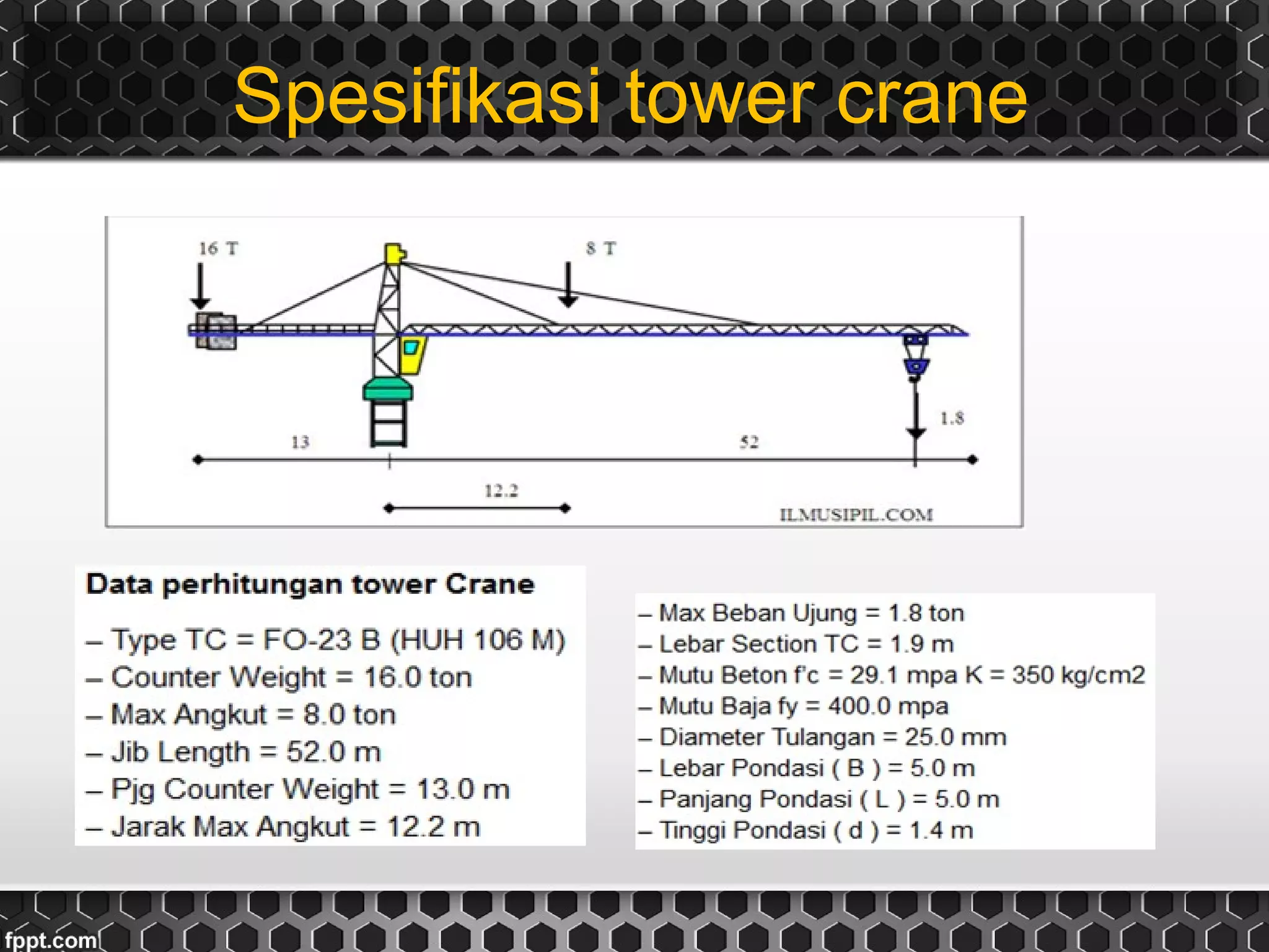 Presentasi dan studi kasus perhitungan tower crane | PPT