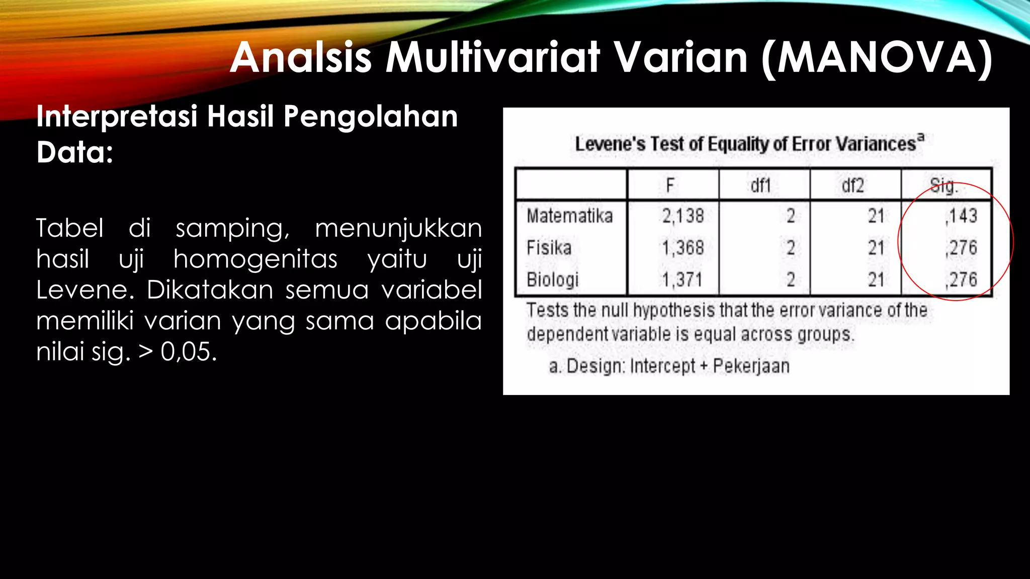 Presentasi uji manova | PPTX
