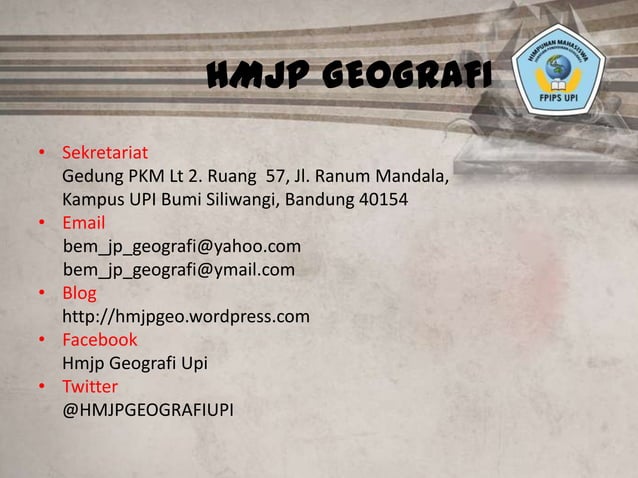 Presentasi BEM HMJP Geografi UPI | PPTX